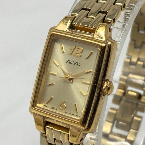 Seiko | Accessories | Vintage Seiko Tank Watch Women 6mm Gold Tone ...